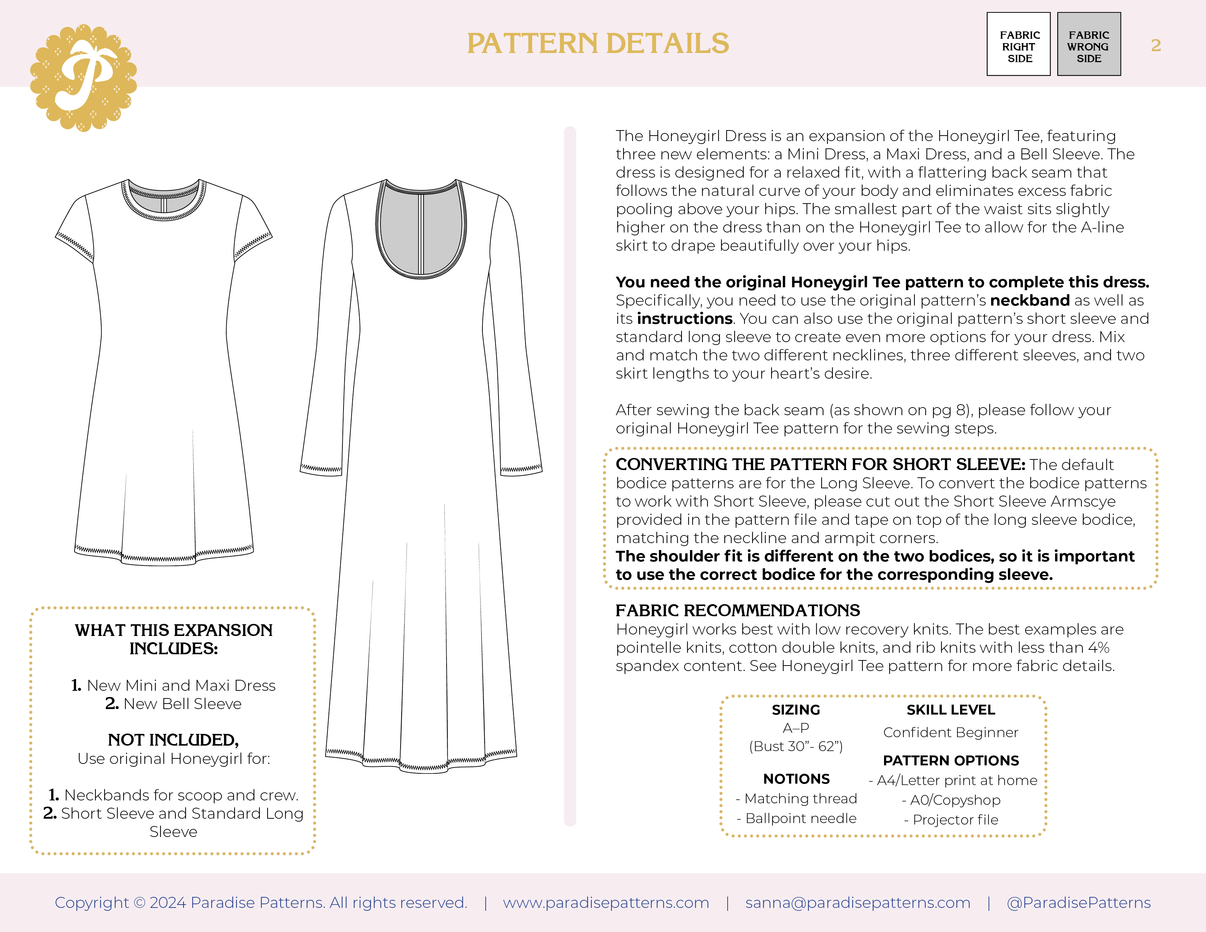 Honeygirl Dress Expansion – Paradise Patterns
