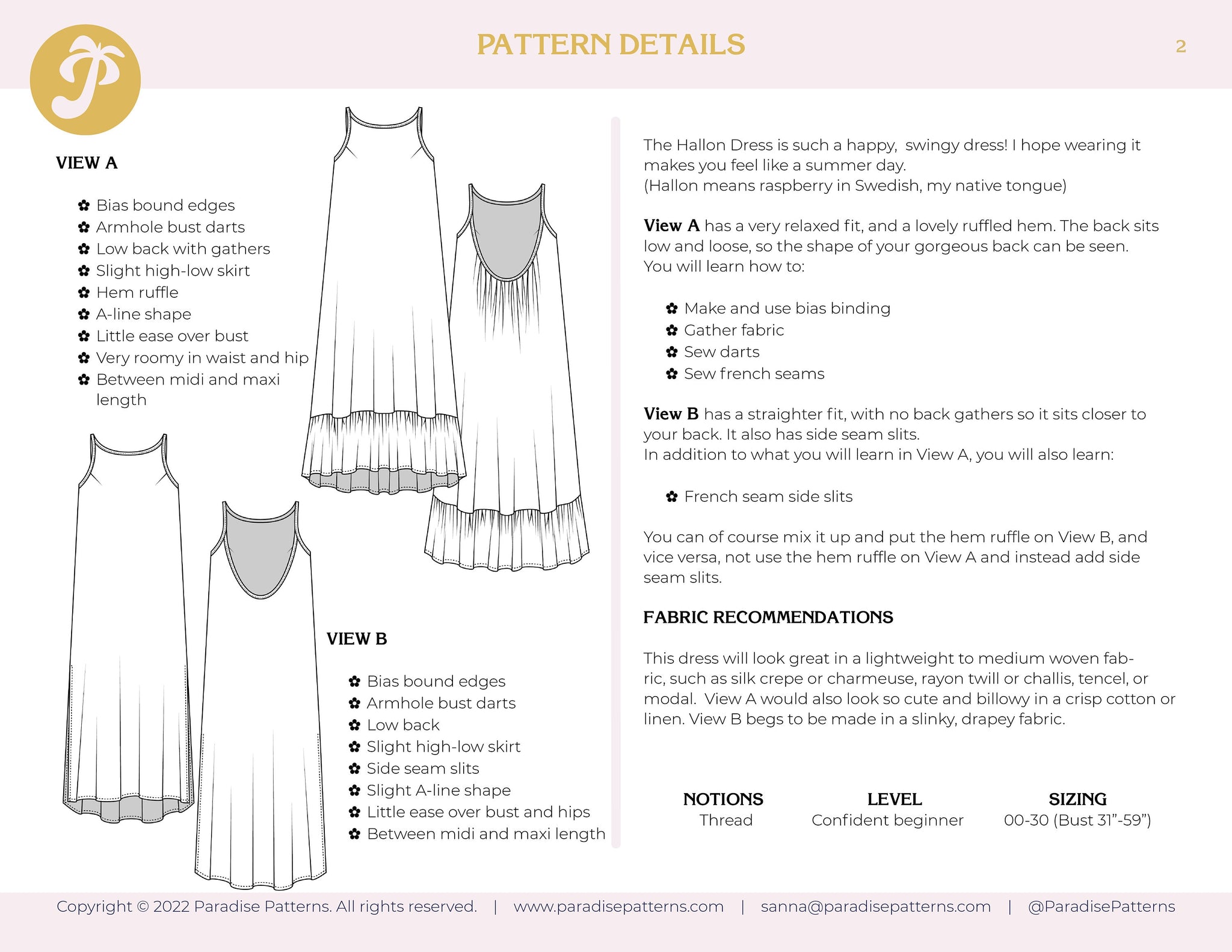 Hallon Dress – Paradise Patterns